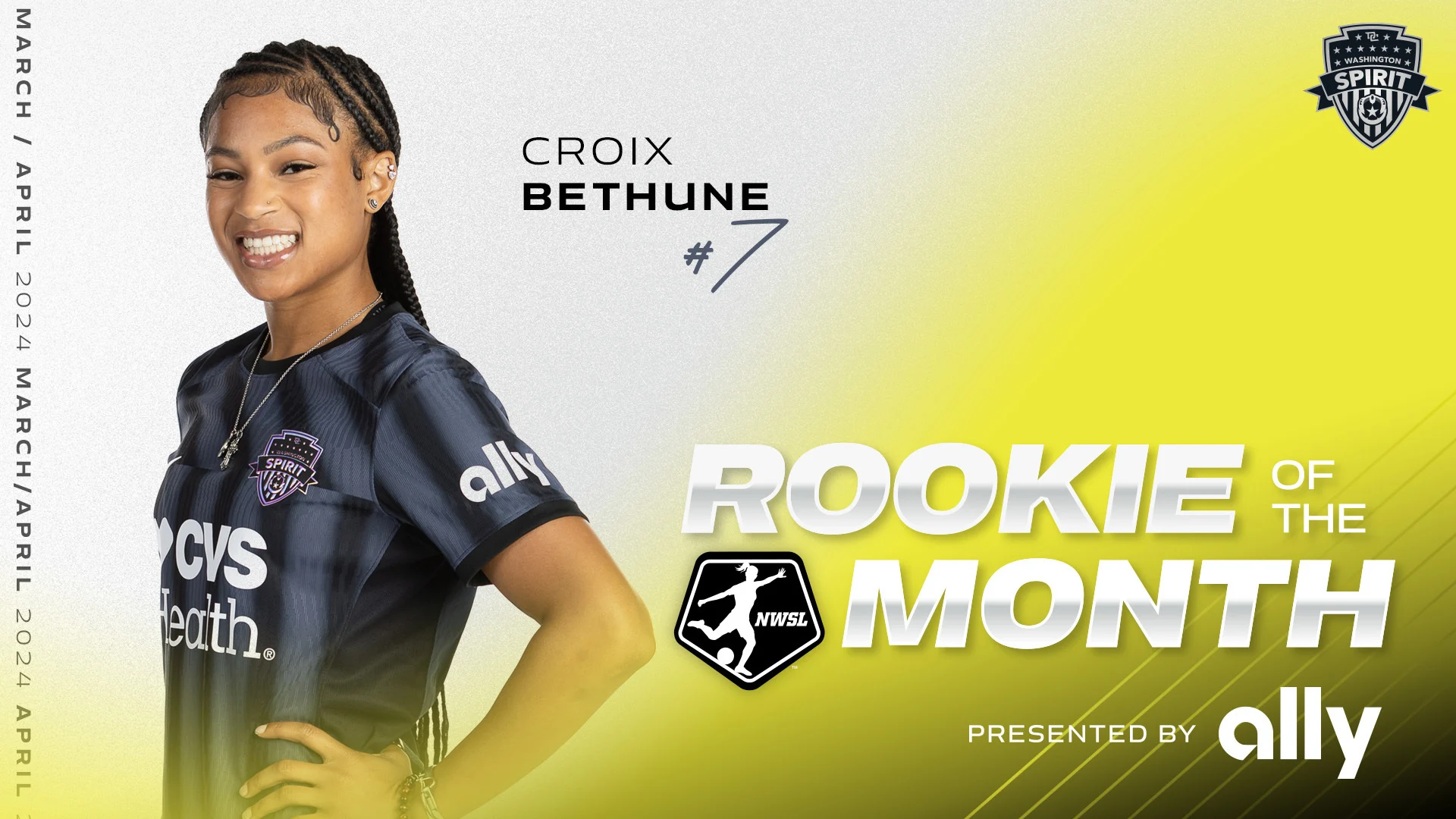 Washington Spirit Midfielder Croix Bethune named March/April Rookie of ...